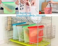 China Airtight Seal Food Storage Container Versatile Reusable Silicone Food Preservation Bag,Custom Logo Zip Lock Reusable Sil for sale