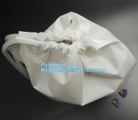 China Biodegradable Environment friendly Hotel packaging clothes for laundry plastic bag Customized Poly Plastic Drawstring cu for sale