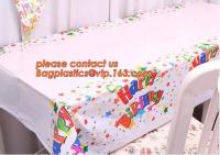 China cartoon theme party for kids happy birthday party tableware, Festival Pink Tablecover Supply,Transparent Rectangle Kitch for sale