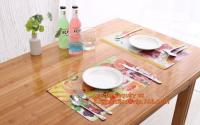China Custom PVC Woven Decorative Table Mat Placemat,Dining Room Hot Food Woven Fabric Vinyl PVC Table Mat,placemats pvc dinin for sale