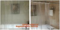 China TRANSPARENT CIRCLE LINES, TRANSPARENT , polyester shower curtain and matching mat waterproof custom bath bathroom shower for sale
