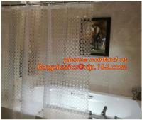 China TRANSPARENT CIRCLE LINES, TRANSPARENT , polyester shower curtain and matching mat waterproof custom bath bathroom shower for sale