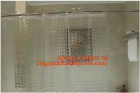 China TRANSPARENT CIRCLE LINES, TRANSPARENT , polyester shower curtain and matching mat waterproof custom bath bathroom shower for sale