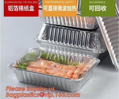 China Food grade aluminium foil container/ carryout lunch box/tray with Cardboard Lid,airline foil food container bagplastics for sale