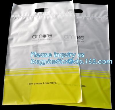 China Custom printed die cut handle plastic bags manufacturer 12 x 15 inch light green promotional recycle grocery shopping ba for sale