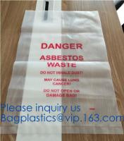 China PE asbestos yard waste bags,hazard waste disposal bags,Customized danger warning printing clear polythene LDPE asbestos for sale