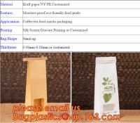 China Square Bottom Resealable Zip Lock Snack Kraft Paper Reusable Bag With Matte Window, Kraft Paper Zipper Pouch for sale