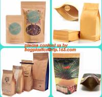 China Kraft Stand Up Paper Bags With Clear Window, Brown Kraft Paper Aluminum Foil Reusable Sealable pouch bags for sale