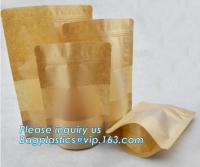 China Square Bottom Gusseted Resealable Kraft Paper Stand Up Pouch Rice Packaging Bag With Zipper And Window for sale