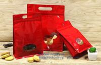 China Chocolate Packaging Custom Flat Bottom Aluminum Foil Zipper Pouch Bag With Handle Doypack Square Bottom A for sale