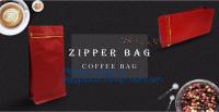 China Biodegradable Moistureproof Kraft Aluminized Foil Flat Bottom Standup Square Bottom Coffee Bean Packaging Bag for sale