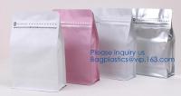 China Easy Tear Zipper Top Coffee Stand Up Foil slider Bag Side Gusset Bags Square Block Flat Bottom ziplock Pouch for sale