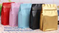 China Easy Tear Zipper Top Coffee Stand Up Foil slider Bag Side Gusset Bags Square Block Flat Bottom ziplock Pouch for sale
