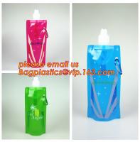 China portable foldable water bottle / folding water bag,BPA Free Stand Up Spout Portable Foldable Water Bottle/Bag With Carab for sale