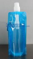 China Promotional Customized Foldable Plastic Water Bottle Bag,Fashion bpa free bottle foldable water bag 480ml bagease pack for sale