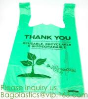 China compostable t shirt bag,100% Biodegradable Compostable Plastic bag,EN13432 certified compostable bag biodegradable plast for sale