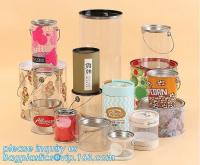 China OEM ODM Accepted 680ml Plastic PET Clear Round Can For Mint Storage,Clear 1 gallon PET paint can & lid with metal handle for sale