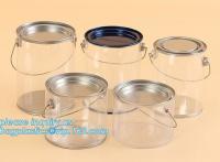 China 1 gallon clear plastic paint cans for packaging,Plastic Food Grade Clear PET Can Round Food Storage Container Screw Lid for sale
