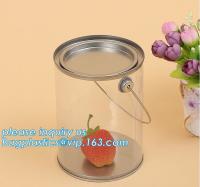 China 1 gallon clear plastic paint cans for packaging,Plastic Food Grade Clear PET Can Round Food Storage Container Screw Lid for sale