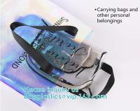 China Neon Rainbow Hologram PVC Tote Bag custom holographic handbag PVC handle beach bag,Cosmetic Makeup Travel Pouch,Zipper for sale