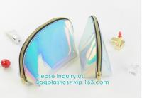 China Custom Laser holographic hologram sewing pvc bag pvc cosmetic makeup bag,Women's Metallic Silver Iridescent Holographic for sale