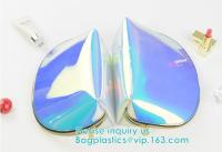 China Custom Laser holographic hologram sewing pvc bag pvc cosmetic makeup bag,Women's Metallic Silver Iridescent Holographic for sale