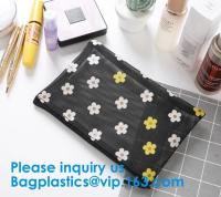 China Travel Toiletry Pouch Nylon Mesh Cosmetic Makeup Organizer Bag Zipper Mesh Makeup Bag,Ladies Eco Makeup Hand Bag for sale
