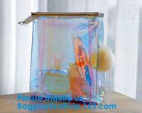 China Glossy Rainbow Hologram Vinyl Cosmetic Pvc Bag With Zip Closure,Hologram zipper pvc cosmetic bag for sale