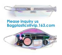China Glossy Rainbow Hologram Vinyl Cosmetic Pvc Bag With Zip Closure,Hologram zipper pvc cosmetic bag for sale