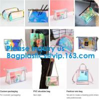 China Glossy Rainbow Hologram Vinyl Cosmetic Pvc Bag With Zip Closure,Hologram zipper pvc cosmetic bag for sale