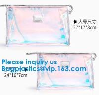 China Glossy Rainbow Hologram Vinyl Cosmetic Pvc Bag With Zip Closure,Hologram zipper pvc cosmetic bag for sale