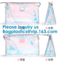 China Glossy Rainbow Hologram Vinyl Cosmetic Pvc Bag With Zip Closure,Hologram zipper pvc cosmetic bag for sale