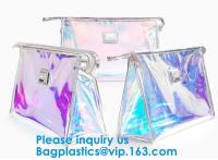 China Glossy Rainbow Hologram Vinyl Cosmetic Pvc Bag With Zip Closure,Hologram zipper pvc cosmetic bag for sale