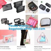 China Black Nylon Mesh Makeup Cosmetic Bag / Small Nylon Mesh Make Up Cosmetic Bag,Mesh Cosmetic Bag Neceser Toiletry Organize for sale