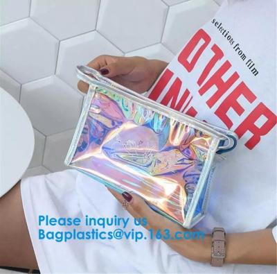 China Hologram Zipper Pvc Cosmetic Bag, Hologram Zipper Pu Cosmetic Bag,co-Friendly, Water Proof, Stitching/heat sealing/print for sale