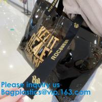 China Vinyl PVC Shopping Bag, Shoulder Tote Bag Clear Waterproof Beach Handbag Custom Logo Handle Shopping Bag for sale