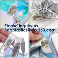 China Women Clear Transparent Rainbow Hologram Cosmetic Makeup Travel Wash Clutch Bag,PVC PU Laser Transparent Travel Toiletri for sale