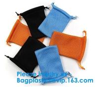 China Promotion Small Polyester Mesh Drawstring Bag Customs Size and Logo printing Round Bottom Drawstring Mesh Bag For Sport, for sale