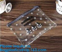 China Logo Printed Plastic Stationery Packaging Bag Custom Pvc Zipper Slider Bag,Matte Frosted PVC Slider Zipper Bag Plastic B for sale