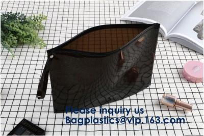 China Transparent Pvc Slider Zipper Bag With Blue Side Gusset,Bottom Gusset Cosmetic Pvc Slider Packaging Bag Bagease Bagplast for sale