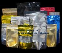 China 3 Side Seal Metallized Foil Inside Stand Up Zipper Plastic Bags/ Glossy Gold Printing Flat Foil Pouch Bagease Bagplastic for sale