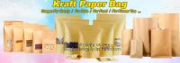 China Natural Kraft Paper Flat Bottom Standup Pouch / Food Packaging Bags With Window,Foil Lined Standup Kraft Paper Envelopes for sale