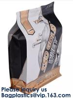 China Kraft Stand Up Pouches Clear Stand Up Pouches Jute Look Stand Up Pouches Striped Stand Up Pouch with Rectangular Window for sale