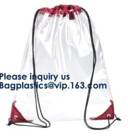 China PVC Drawstring Bag Backpack With Solid Bottom Promotional Custom 210D Transparent PVC Clear Drawstring Backpack Bags for sale