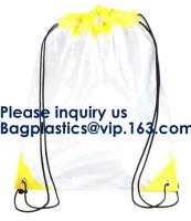 China PVC Drawstring Bag Backpack With Solid Bottom Promotional Custom 210D Transparent PVC Clear Drawstring Backpack Bags for sale