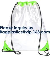 China PVC Drawstring Bag Backpack With Solid Bottom Promotional Custom 210D Transparent PVC Clear Drawstring Backpack Bags for sale