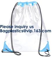 China PVC Drawstring Bag Backpack With Solid Bottom Promotional Custom 210D Transparent PVC Clear Drawstring Backpack Bags for sale