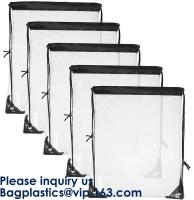 China Custom Made PVC Transparent Drawstring Bag For Sports Cloth,Sport Promotional Clear Pvc Beach Shoe Bag Clear Drawstring for sale