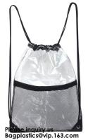 China OEM Design Promotion PVC Drawstring GYM Bag,Clear PVC Drawstring Bag With Gold String Promotional Reflective Plastic PVC for sale