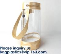 China Transparent PVC Drawstring Bag With Colorful Rope,Clear PVC drawstring bag with gold string,Pvc Strips Printing Gift Pac for sale
